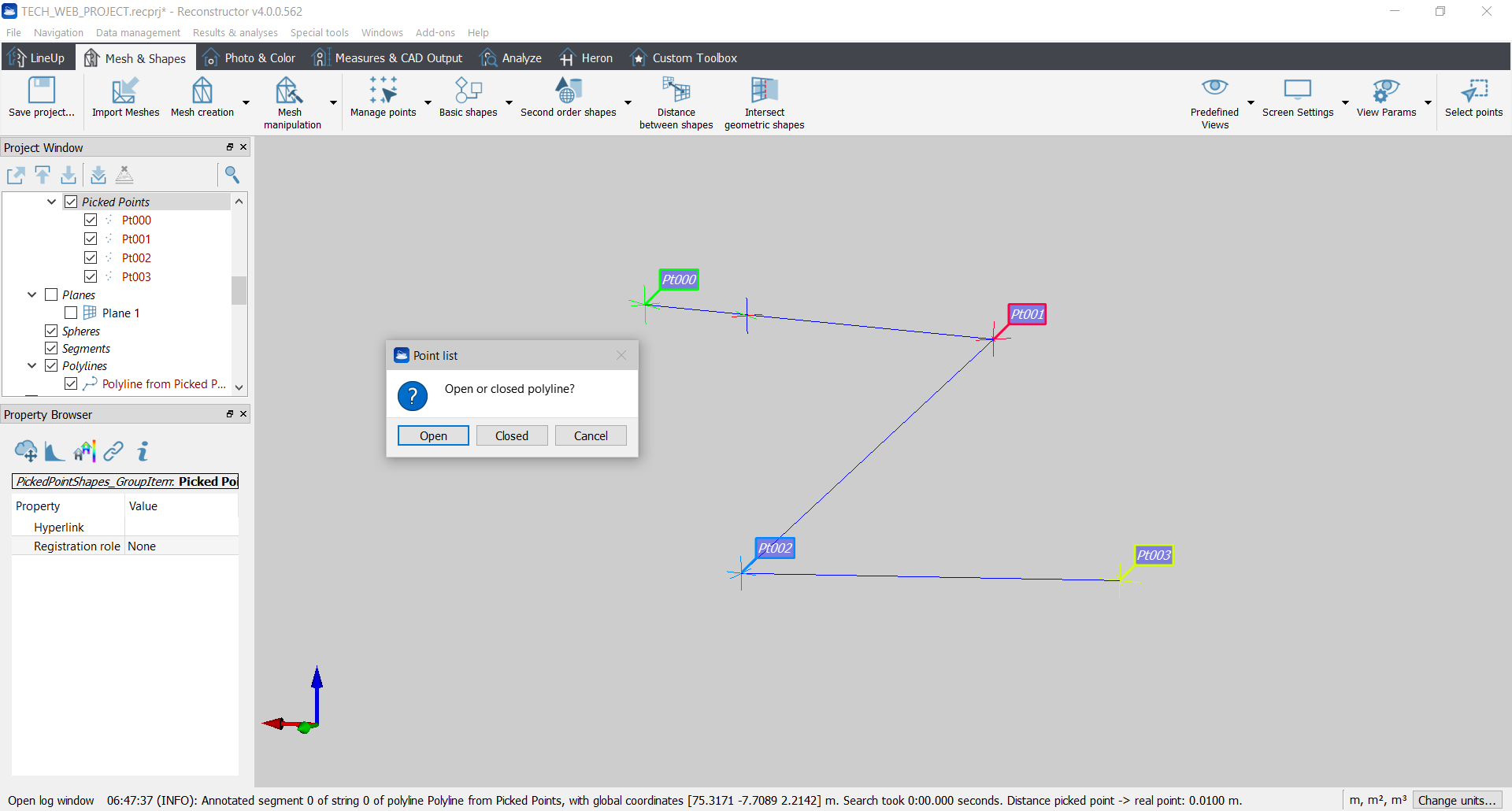 Polyline from point list